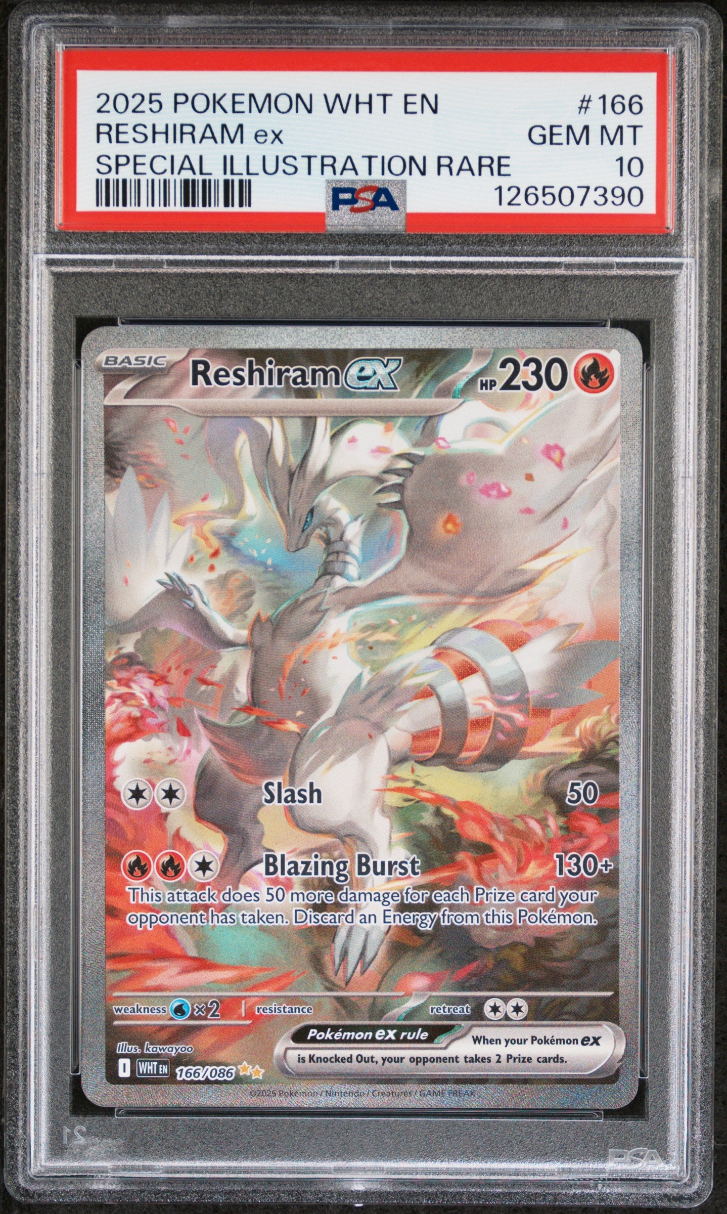 2025 Pokemon Wht En-White Flare Reshiram Ex #166 PSA 10 – Aloha Card Shop